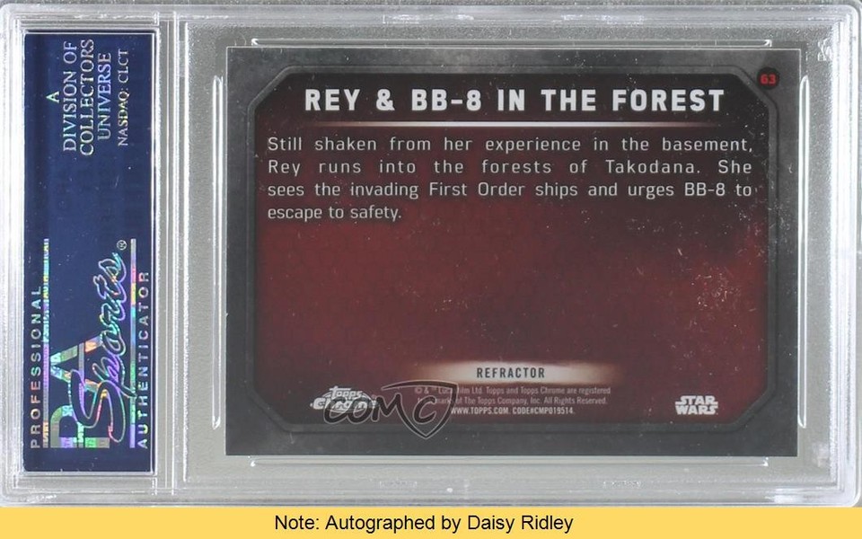 PSA/DNA 2016 Star Wars: The Force Awakens Chrome Refractor Rey BB-8 ...