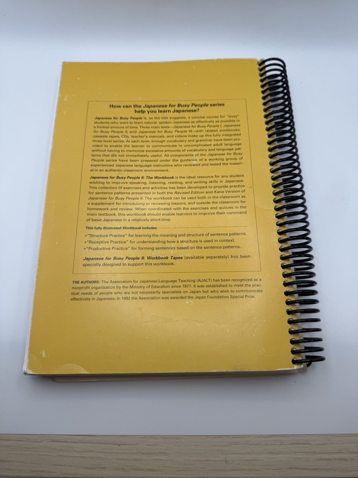 Japanese for Busy People II The Workbook Revised Edition Spiral Bound ...