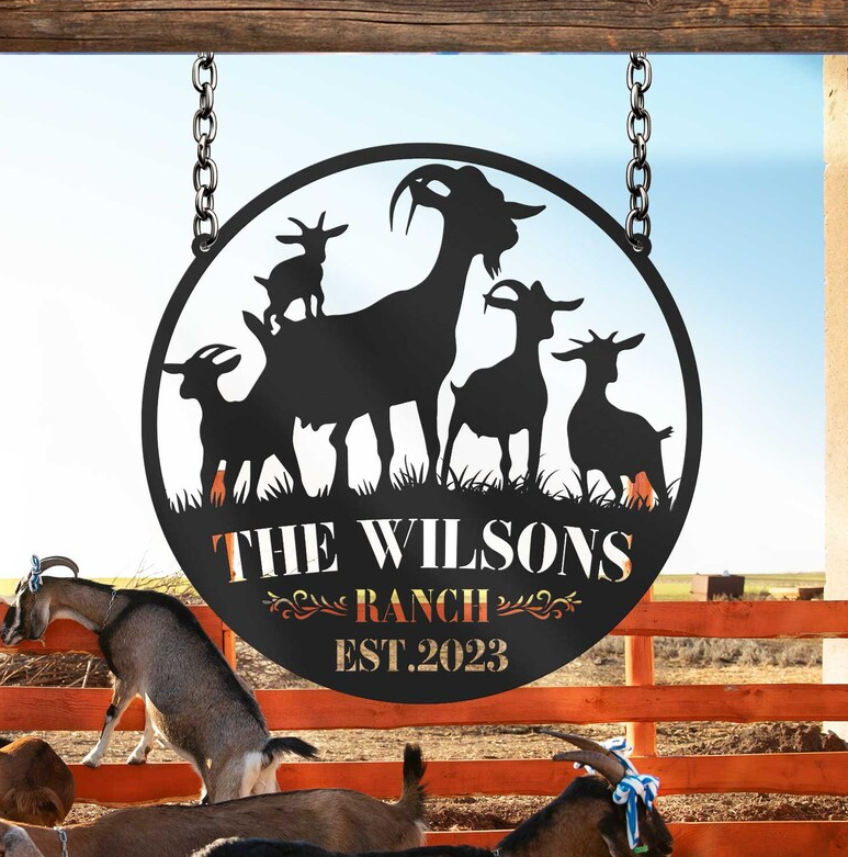 Custom Goat Metal Sign, Goat Metal Wall Art, Goat Farm Sign, Ranch Barn ...