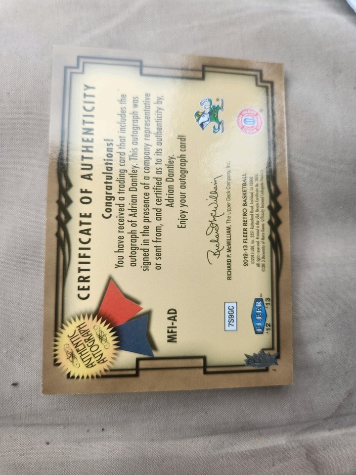 2012-13 Fleer Retro Adrian Dantley 99/00 Mystique Fresh Ink Auto - Card ...