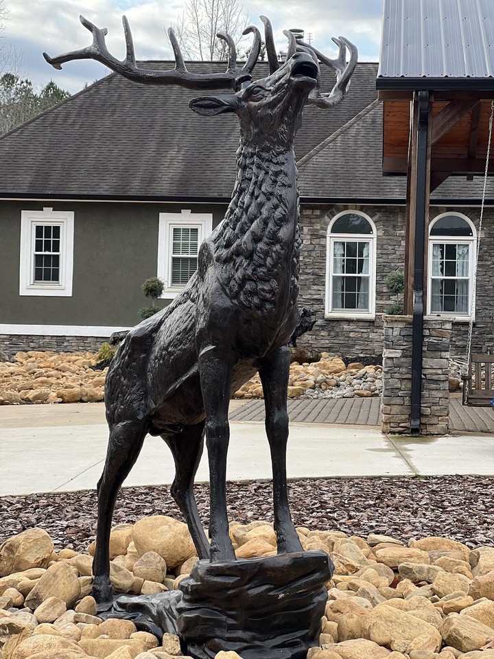 Elk on the rock Aluminum Statue/Sculpture for Outdoor Decor(Forward ...