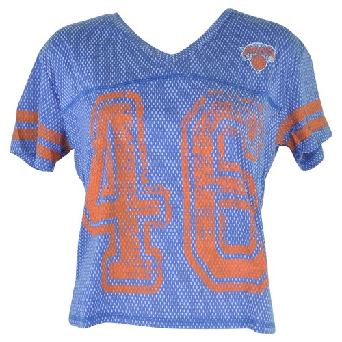 NBA UNK New York Knicks Women Ladies End Zone V-Neck Jersey Tshirt Tee ...