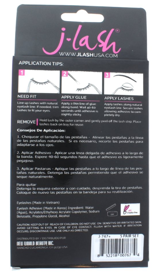 Lot of 5 Cruelty Free Reusable Eyelash and Glue Natural Full J Lash ...