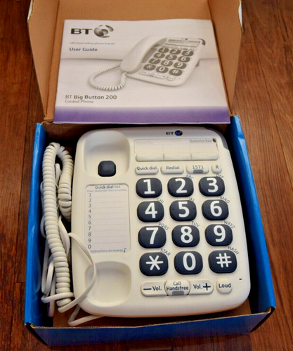 BT Big Button 200 Corded Phone With Hearing Aid Compatibility Boxed VGC ...