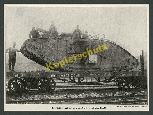 Sturmwagengeschwader Beutepanzer Mark IV Reichsbahn Transport Lille ...