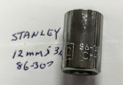 Stanley 12 mm x 3/8" Dr Standard Socket 6 Pt # 86-307 Chrome Finish ...
