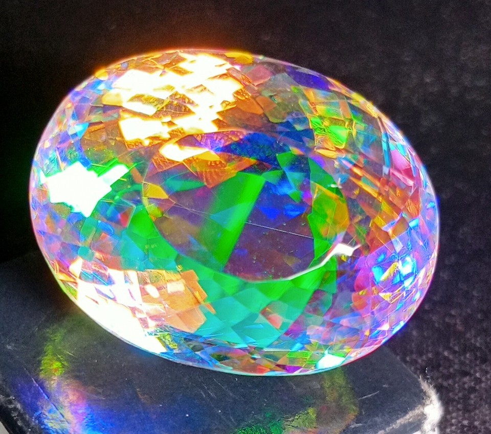 Certified Rainbow Color Oval Cut Natural Mystic Topaz Gemstone JP-038 ...