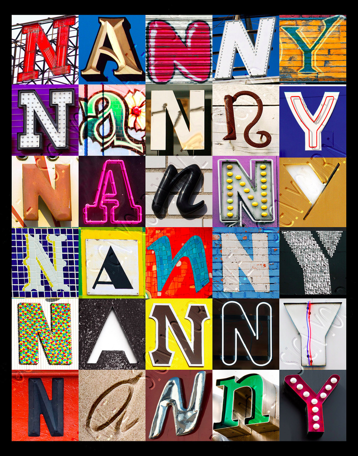 NANNY Name Poster featuring photos of actual sign letters | eBay