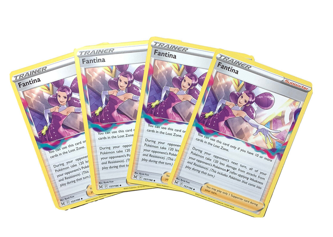 Fantina 157/196 - Lost Origin - 4x Pokemon Trainer Card - Playset X4 NM ...