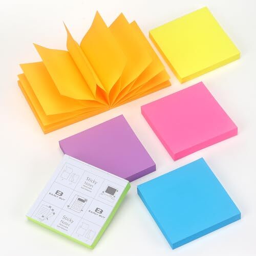 Pop Up Sticky Notes 3x3 Refills Self-Stick Notes 6 Bright Colors, 100 6 ...