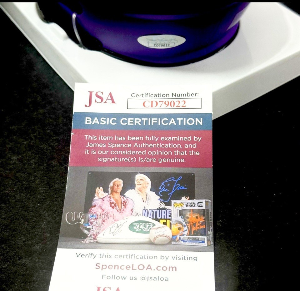 ADRIAN PETERSON signed Mini Helmet MINNESOTA VIKINGS RAVE JSA Certified ...