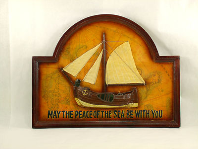 Sailboat Relief Framed Map Wooden Mast Cloth Sails Rigging Nautical ...
