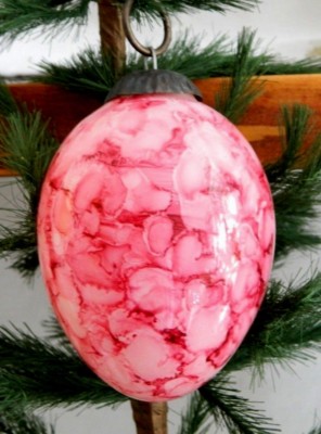 Swirled Red Raspberry Kugel Egg Mouth Blown Art Glass Christmas ...