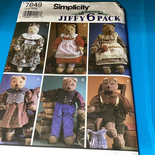 Vintage Stuffed Bear Sewing Pattern Jiffy 6 Pack. Uncut, Many Outfits ...