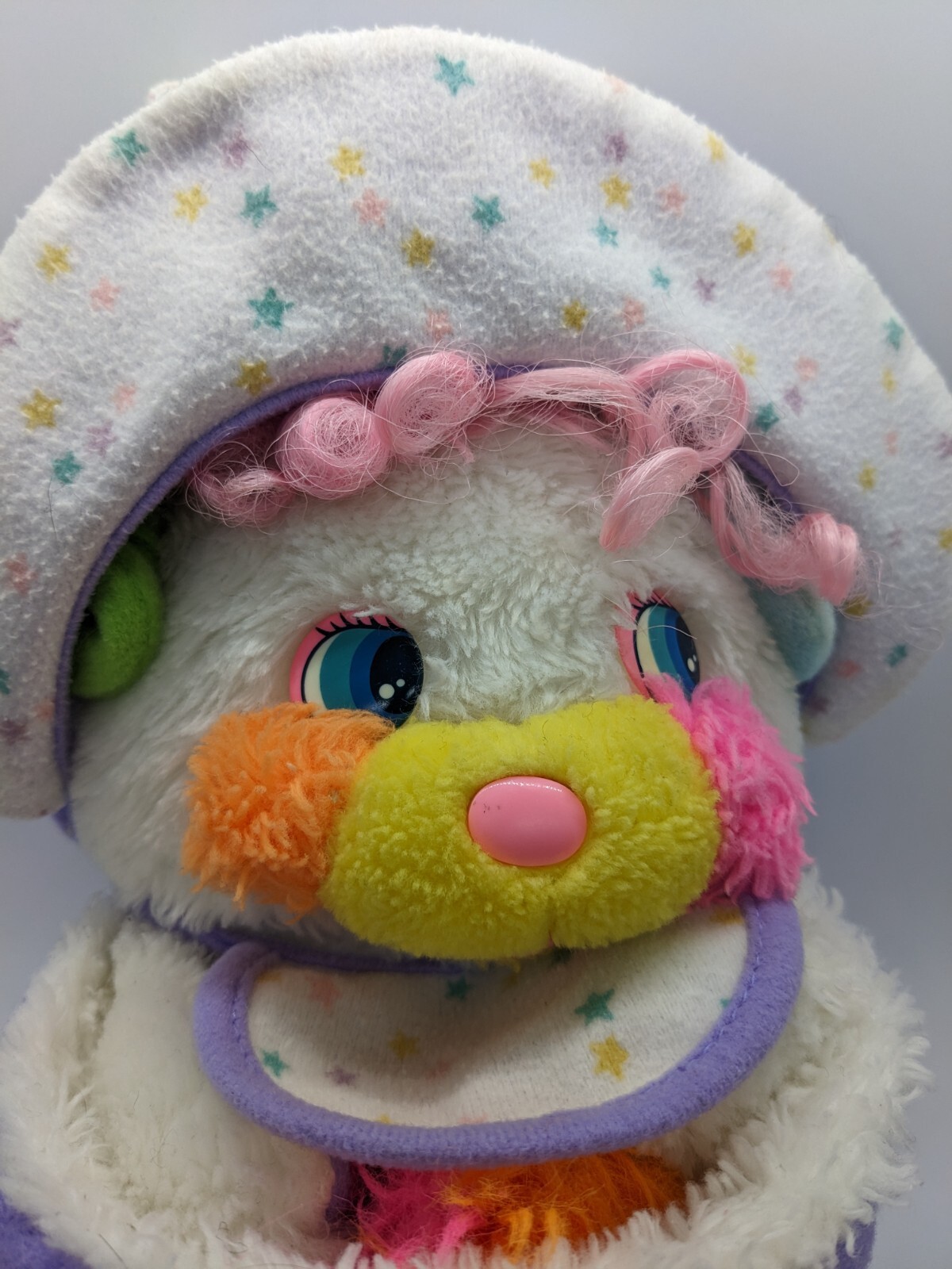 Vintage 80s Baby Bibsy Popples Plush White Mattel 1986 Bonnet 12 Inch ...