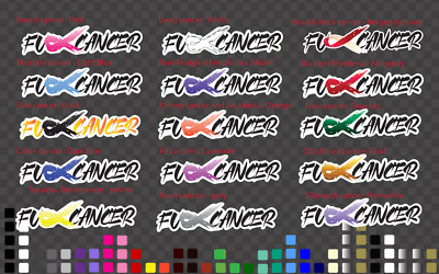 Custom F*ck Fck Cancer Car Decal Sticker Ribbon Breast Prostate Skin ...