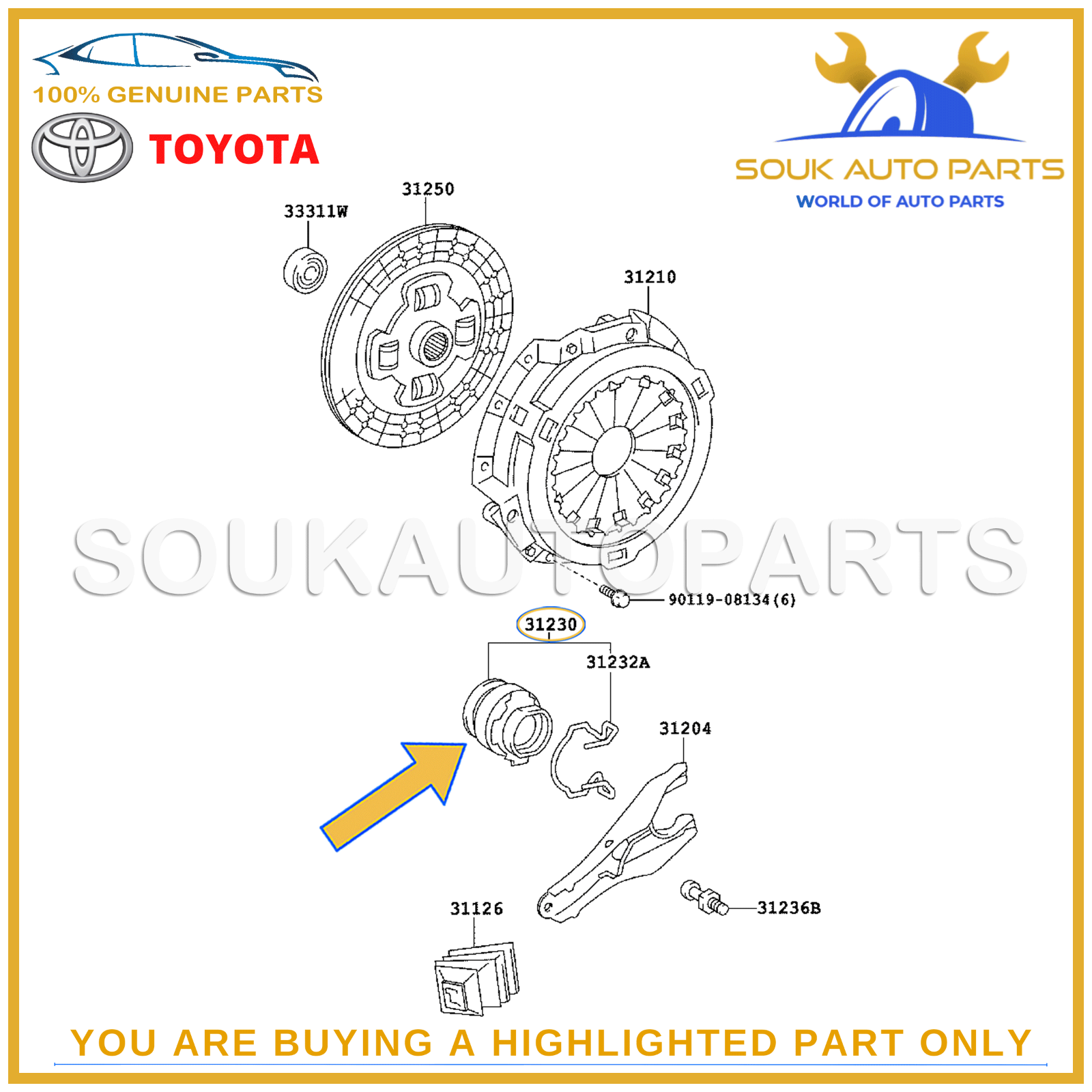 31230-60130 Genuine Toyota BEARING ASSY, CLUTCH RELEASE 3123060130 OEM ...