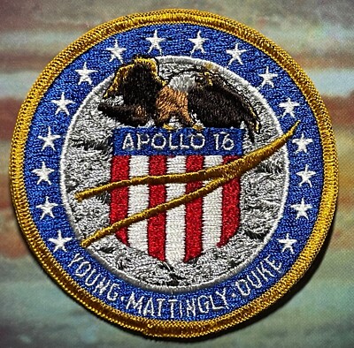 APOLLO 16 AB EMBLEM CLOTH BACK PATCH LARGE FONT CREW NAMES | eBay