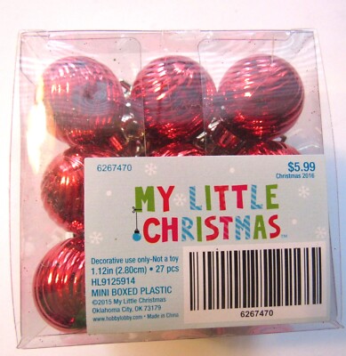 27 PC. RED GLITTER MY LITTLE CHRISTMAS HOLIDAY MINI PLASTIC BULBS | eBay