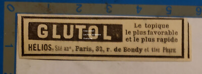 GLUTOL HELIOS topique rapide pharmacie publicite advert 1900 | eBay