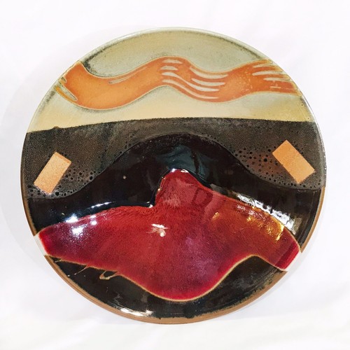 Matthew Patton Orcas Island Studio Art Pottery 13" Abstract Footed Bowl ...