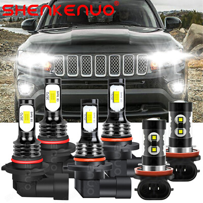 For Jeep Compass 2012 2013 - 2017 6x LED Headlight High/Low Beam Fog ...