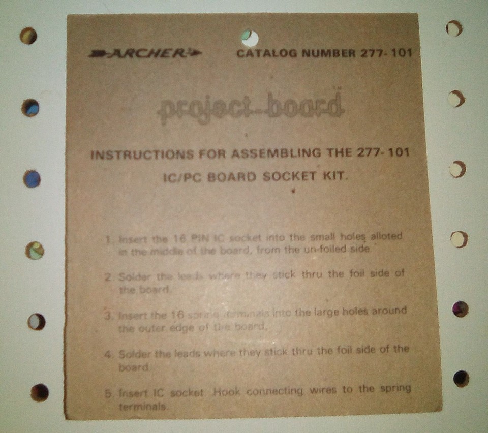 Radio Shack Archer PROJECT BOARD 277-101 IC/PC Science Fair 16 P-Box ...