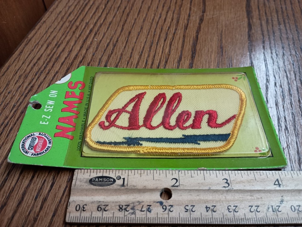 Allen Red White Blue Yellow Vintage Name Patch (Cursive Letters) NOS | eBay
