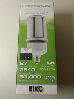 Eiko Led27wpt40kmed-g7 New NIB LED HID Lamp Bulb 💡 E26 Base 3510 Lumens ...