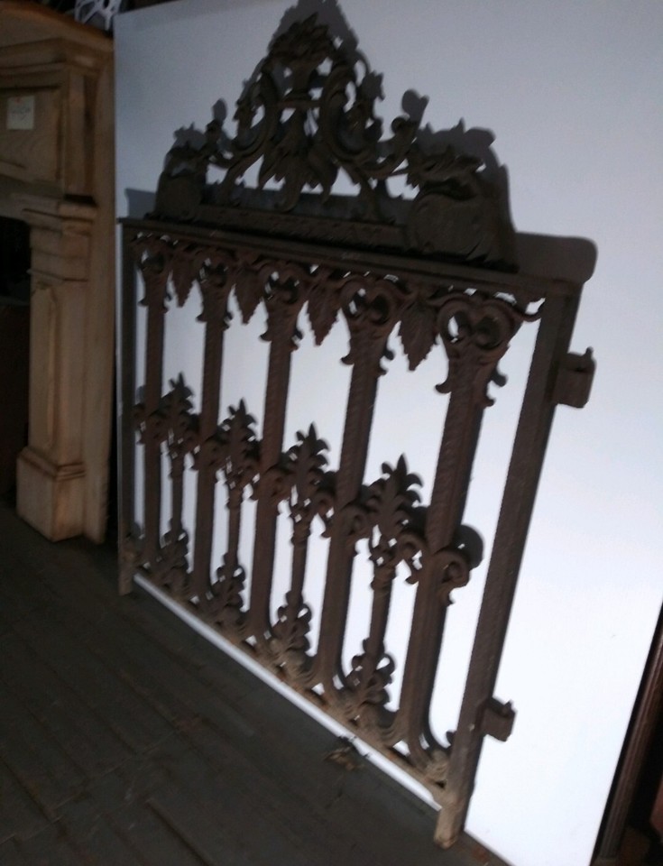 50' Incredible Ornate 1880's Victorian Cemetery Iron Fence Sections w ...