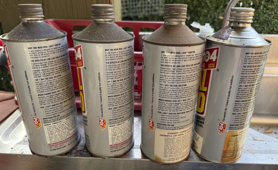 4 Lot REAL LEAD + 104 Octane Boost Fuel Concentrate VTG Cans | eBay