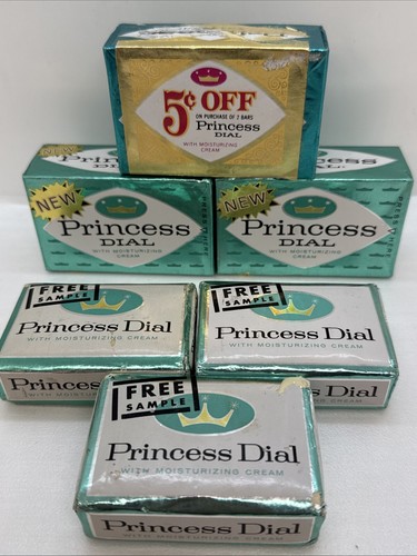 RARE Vintage Lot Of 6 Princess Dial Bar Soaps Green Foil Moisturizing ...