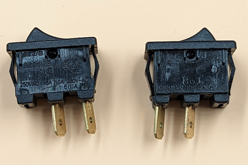 (10) Arcoelectric 8601VB Miniature Rocker Switch Momentary ON OFF SPST ...