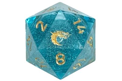 Old School Dice: Sharp Edged 22mm D20 - Liquid Infused - Azure Fury | eBay