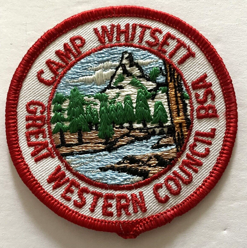 Camp Whitsett Vtg Boy Scout Patch Great Western Council red stitch edge ...