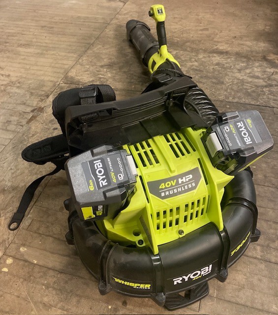 RYOBI CORDLESS 40V BACKPACK BLOWER RY404017VNM W/ 2 6.0AH BATTERIES ...