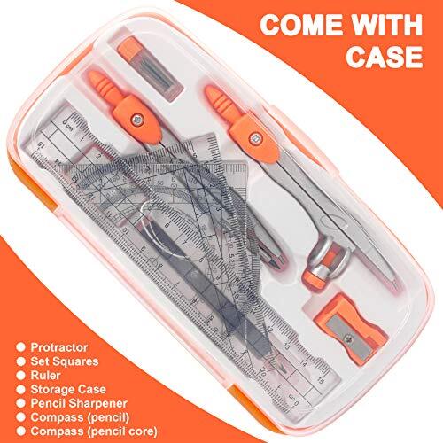 Maths Geometry Kit Protractor and Compass Set Orange | eBay