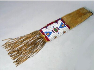 Native Indian Beaded Suede Leather tobacco Beaded pouch, hide tobacco ...