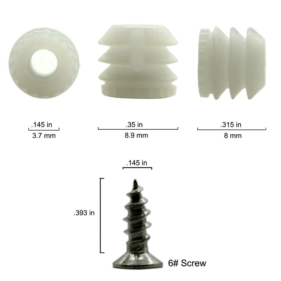 Plastic Hinge Dowel Inserts with Screws 100 Pack | eBay