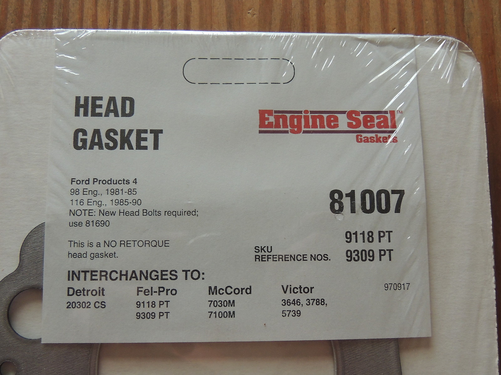 Fel-Pro Engine Seal Head Gasket 81007 Fits Ford 98 116 CID 4 cylinder ...