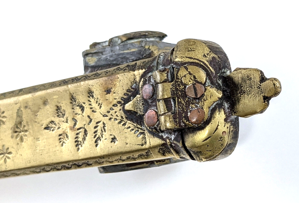 Antique Ottoman Turkish Traveling Scribe Brass Box Quill Pen Inkwell ...
