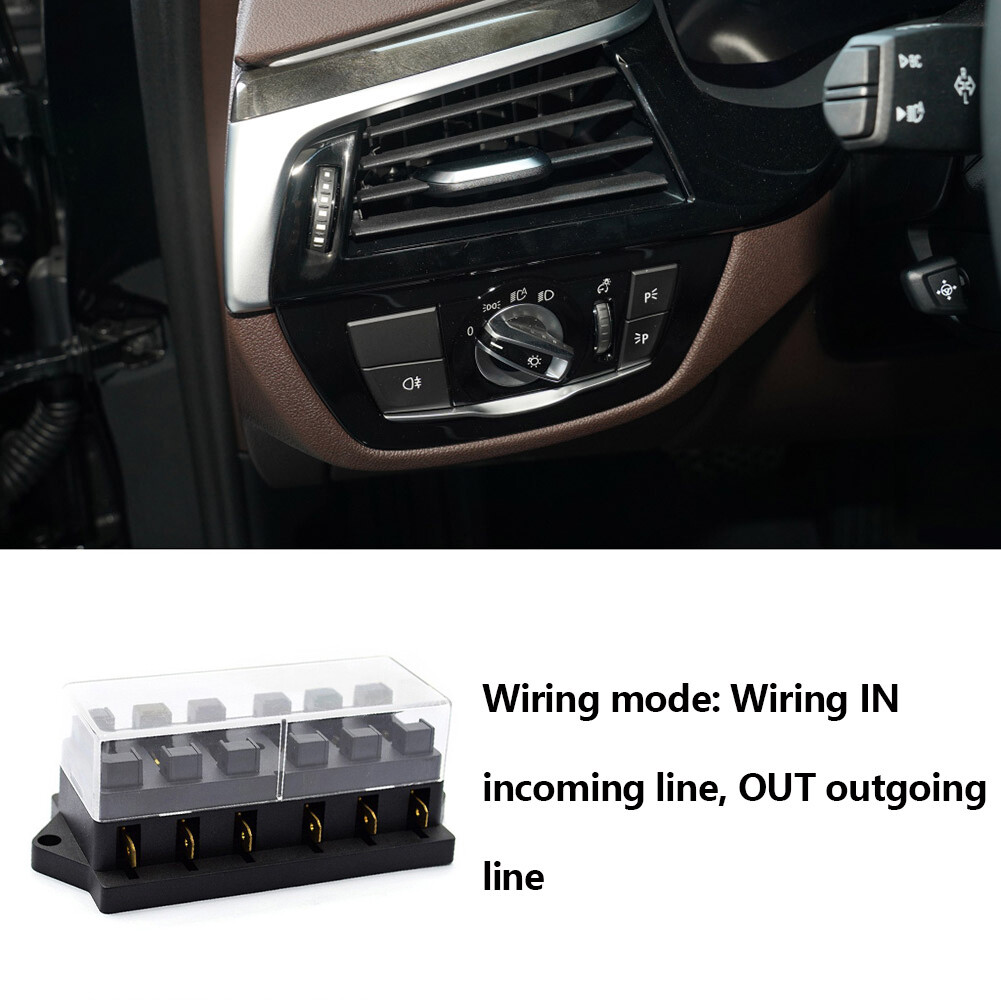 YJ-FB017 6 Ways Auto Circuit Blade Fuse Box Car Yacht RV Block Holder ...