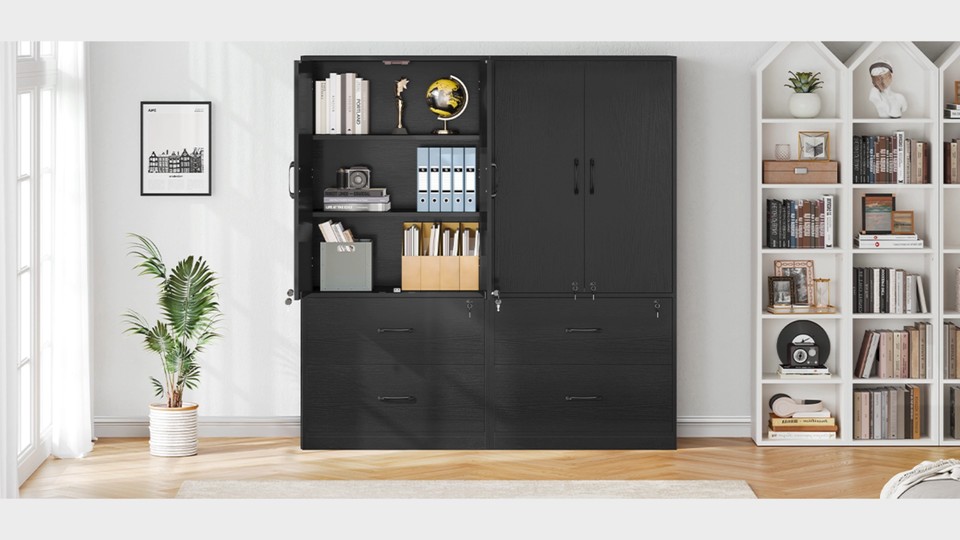 68" Wood File Cabinet wtih 2 Drawer Lateral Filing Locker for Home ...