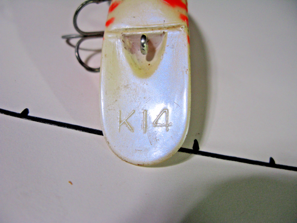 Luhr Jensen (pre Rapala) Kwikfish K14, Neon Orange & Pearl white, .7oz ...