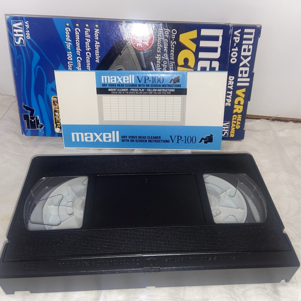 Maxell VCR Head Cleaner VHS Tape Model VP-100 Dry Tape Open Box | eBay