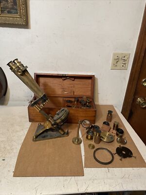 Rare Antique R&J Beck Folding Microscope W/ Box & Accessories | eBay