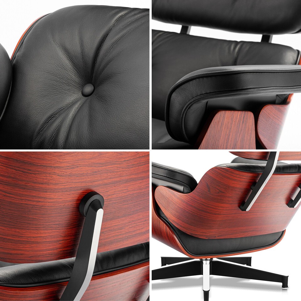 Tall Eams Lounge Chair and Ottoman Walnut Rosewood Swivel Armchair Real ...