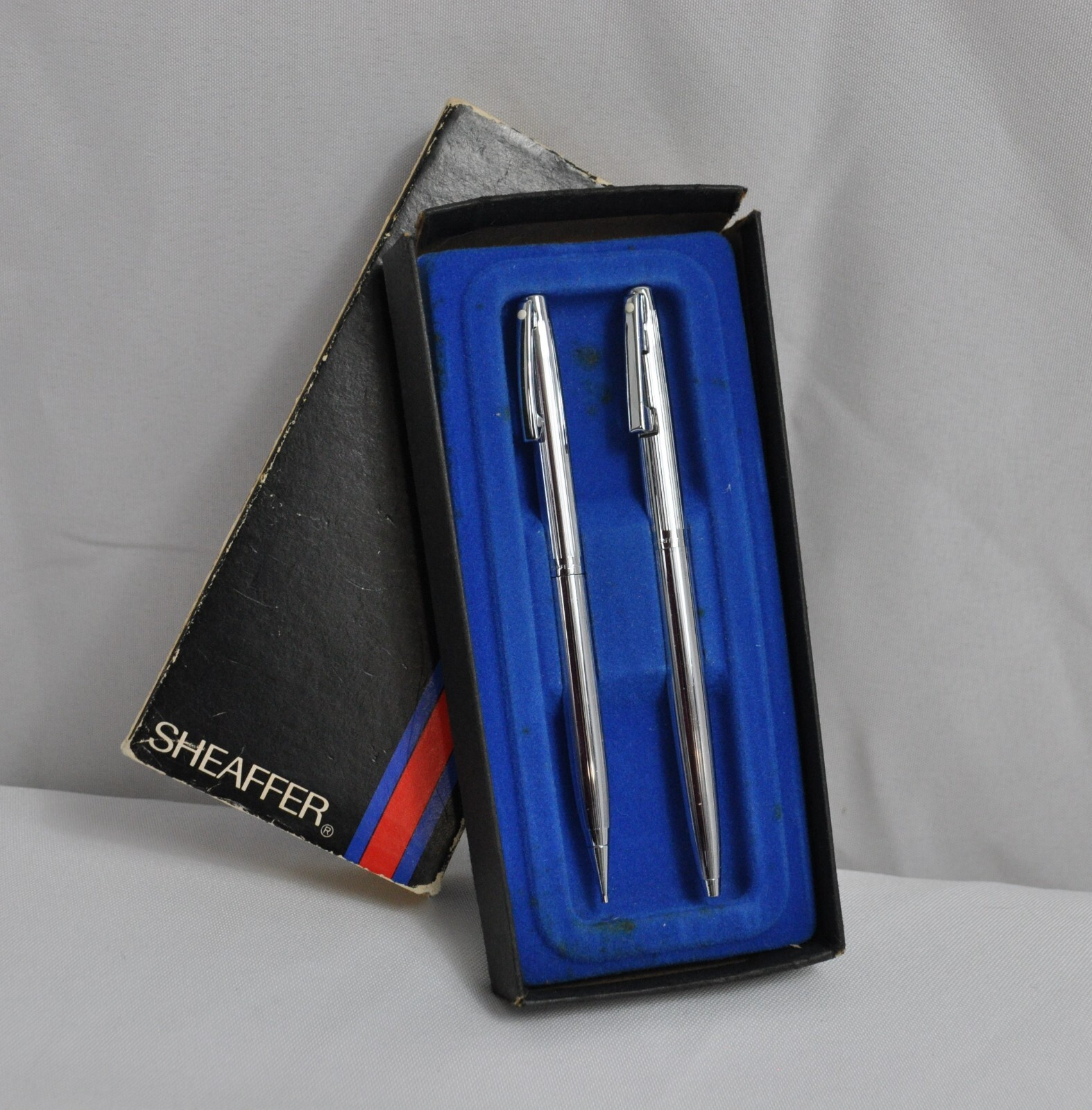Vintage Shaffer Chrome SIlver Pen & Pencil Set In Original Box | eBay