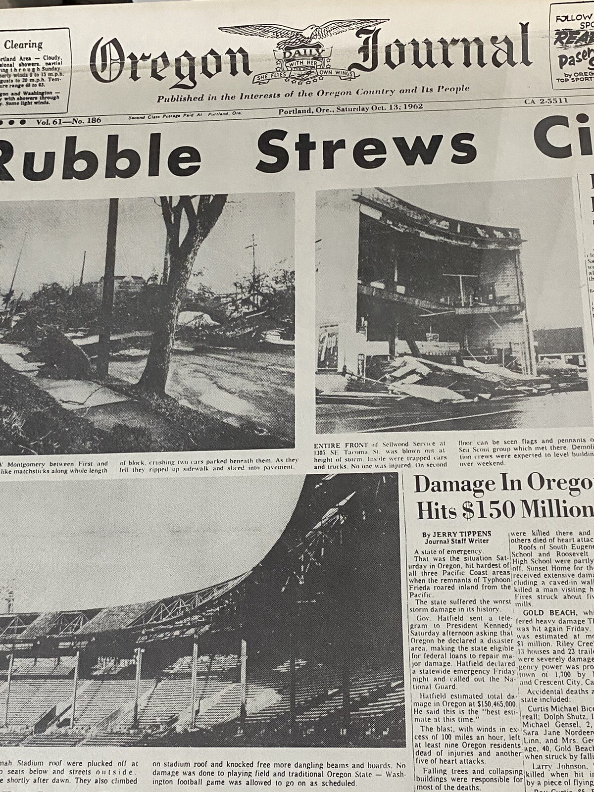 2 Original Historical Front Page News Newspapers Oregon Daily Journal ...