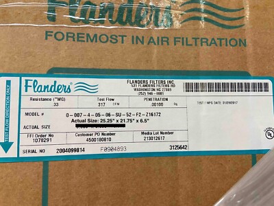 Flanders Scan Tested Alpha Cell HEPA Filters, Clean Room 25.25" x 21.75 ...
